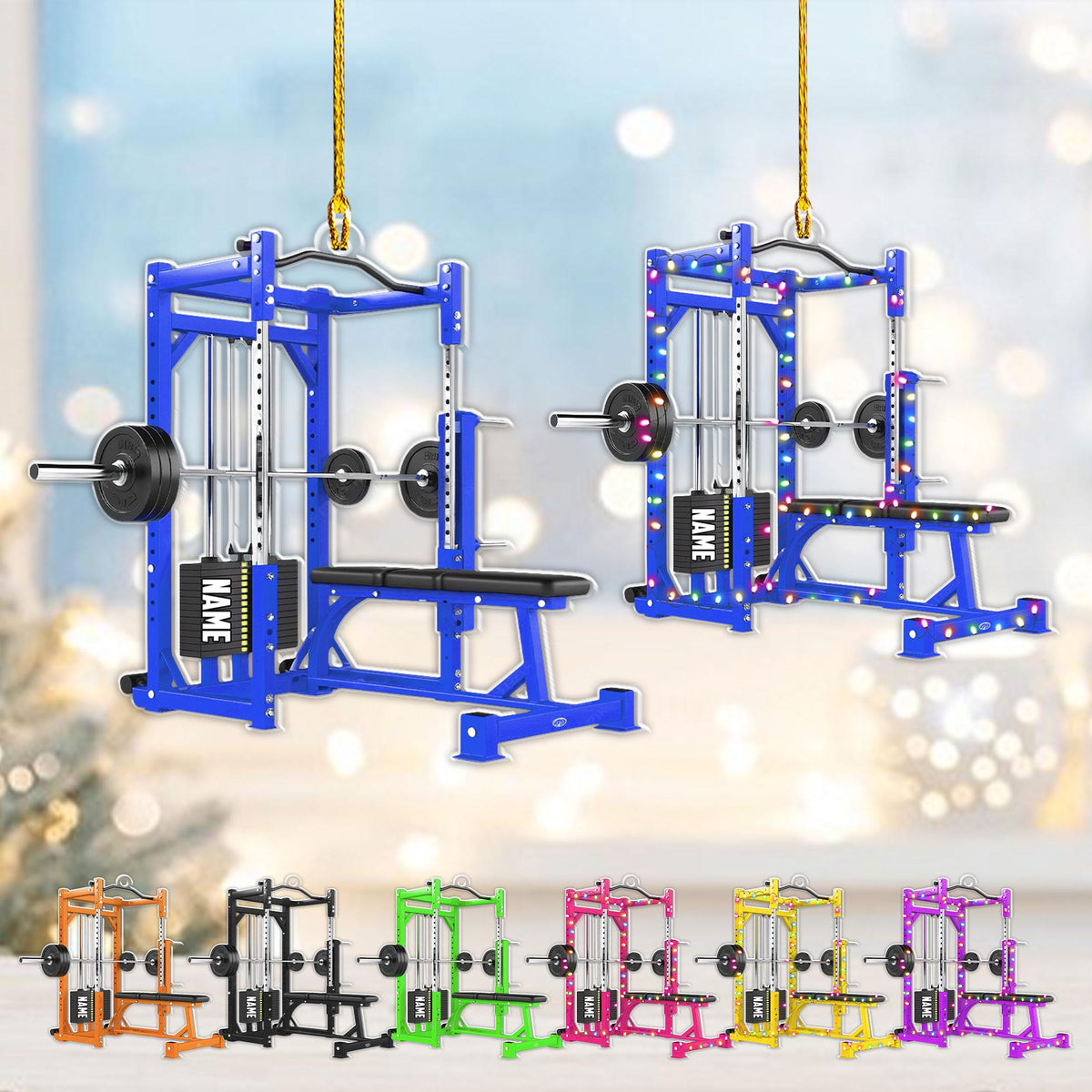 Personalized Bench Barbell & Dumbbell Christmas Ornament, Gym Training ...